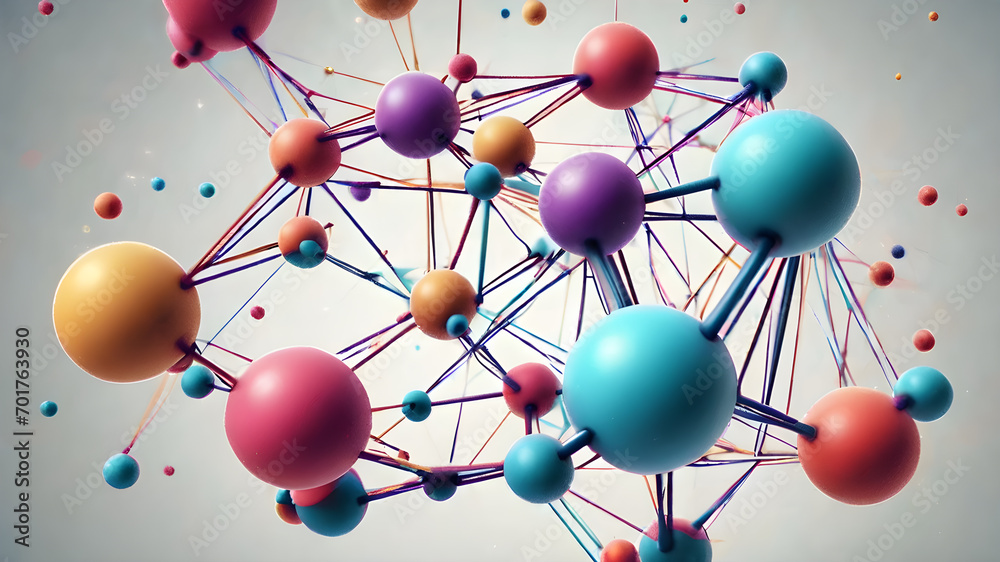 Network structure chemical bonds in molecular level of lines and points ...