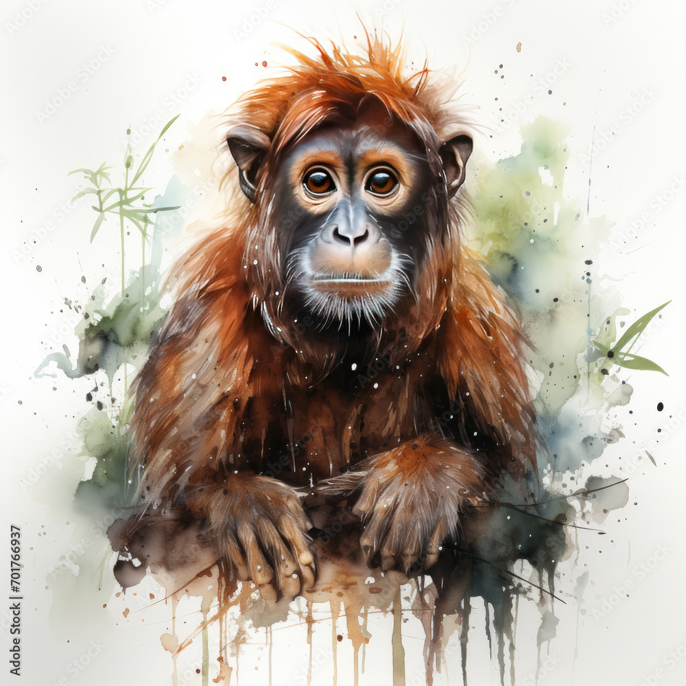 Watercolor Monkey Clipart illustration Generative Ai Stock Illustration ...
