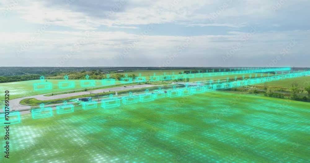 Visualization of cargo delivery. Smart delivery concept. Delivery of ...