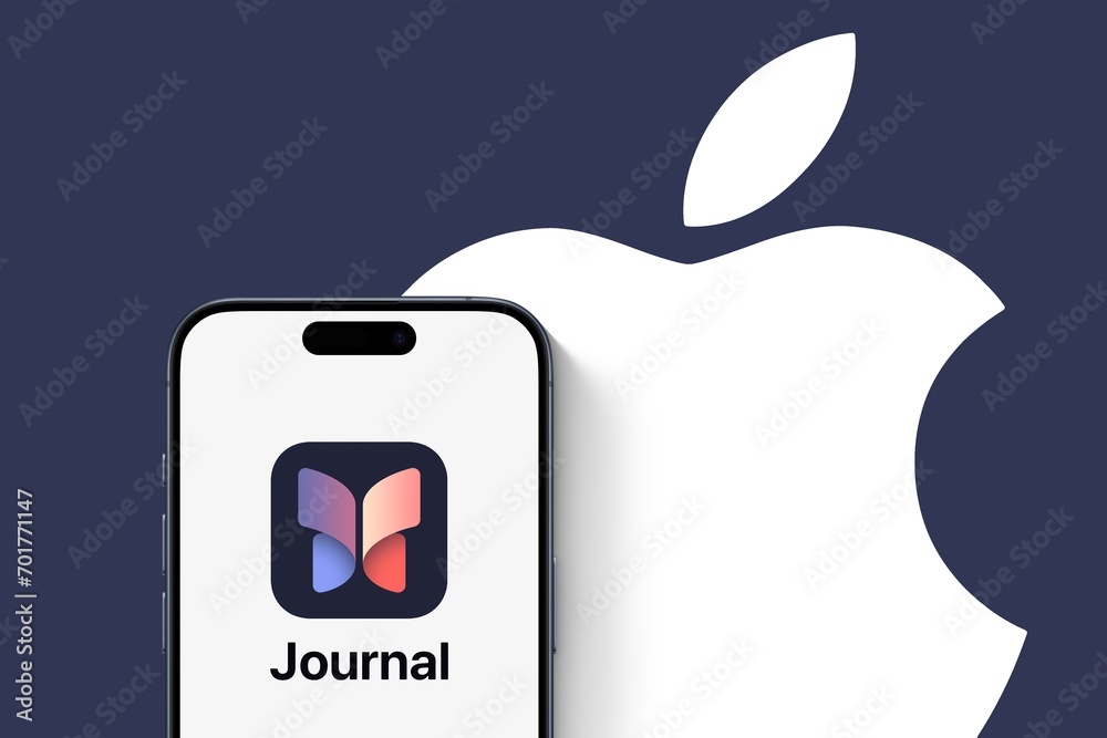 Journal App logo shown on an iPhone 15 Pro, a new Apple app to reflect ...