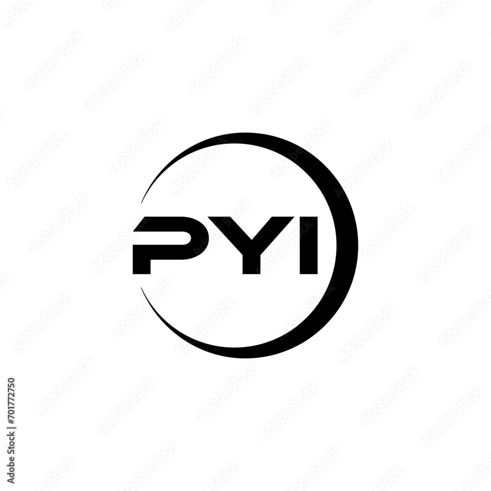 PYI letter logo design with white background in illustrator, cube logo ...