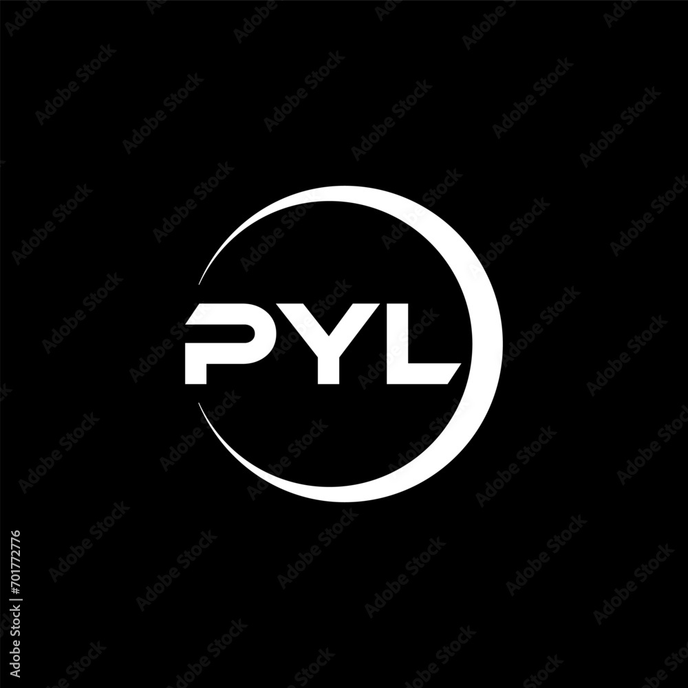 PYL letter logo design with black background in illustrator, cube logo ...