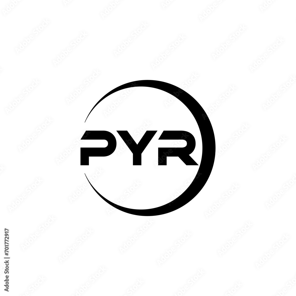 PYR letter logo design with white background in illustrator, cube logo ...