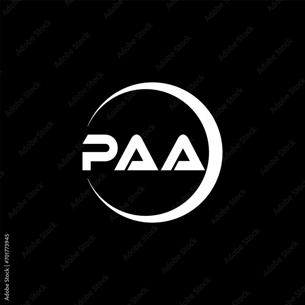 PAA letter logo design with black background in illustrator, cube logo ...