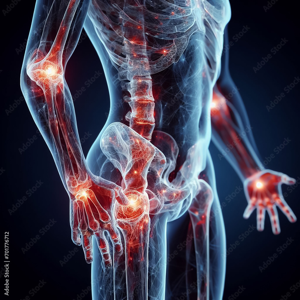 Photo & Art Print Pain and inflammation in human body joint 3d ai ...