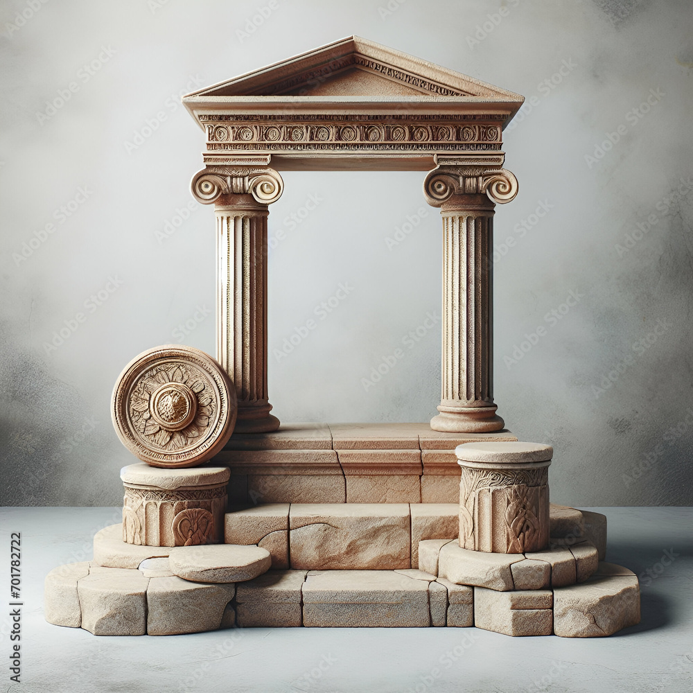 vintage ancient roman column stone podium for product display ...