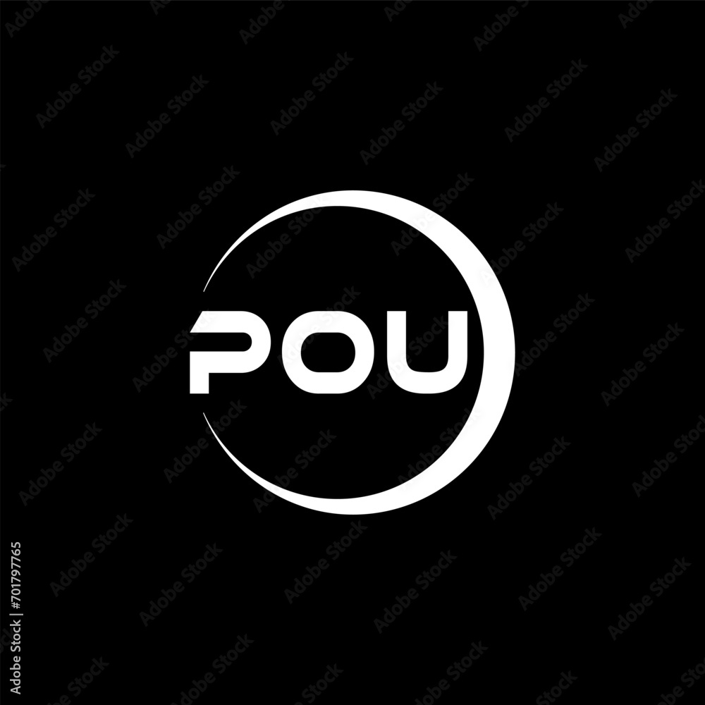POU letter logo design with black background in illustrator, cube logo ...