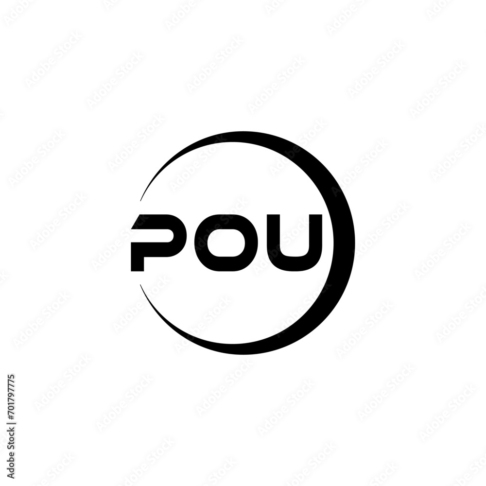 POU letter logo design with white background in illustrator, cube logo ...
