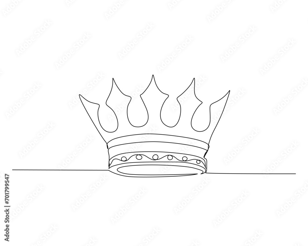 Continuous one line drawing of king crown. Royal crown line art vector ...