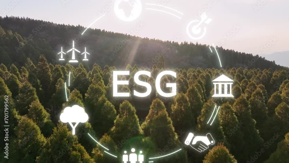 ESG Save the earth planet unity net zero waste CO2 emission. Forest ...