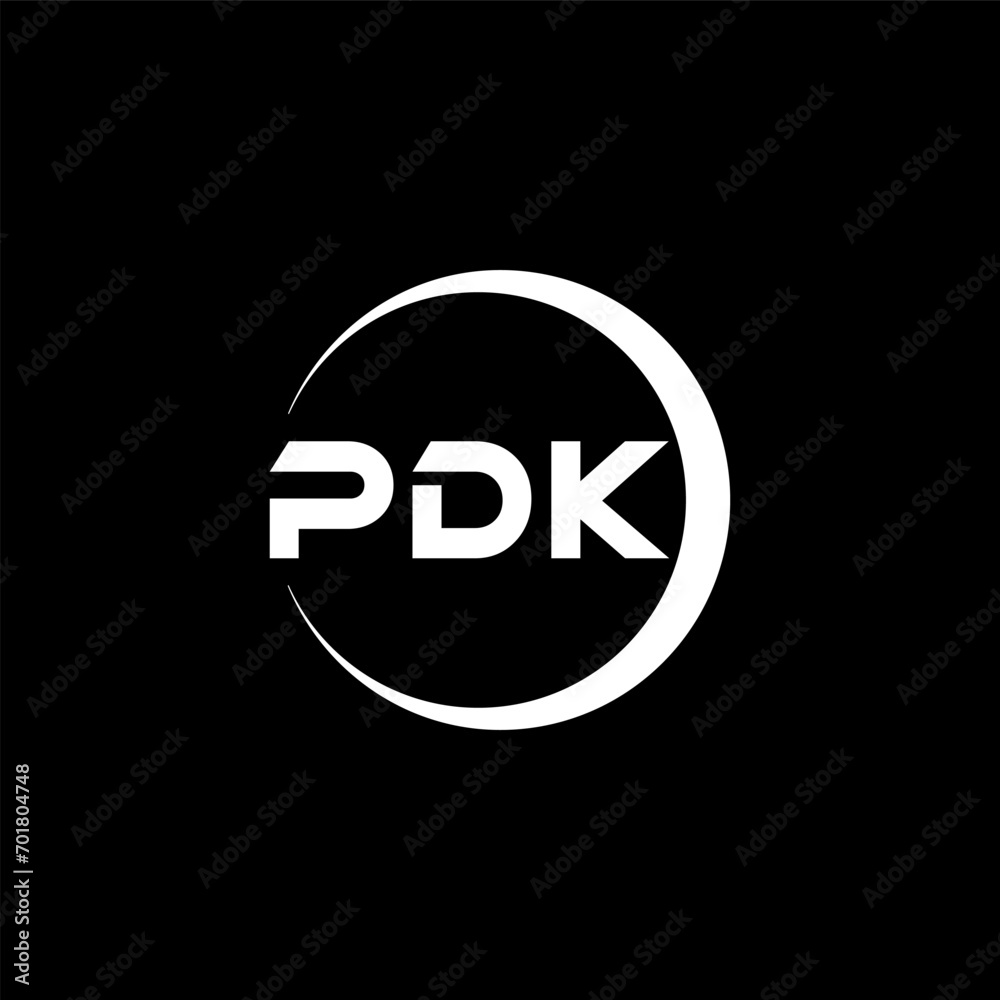 PDK letter logo design with black background in illustrator, cube logo ...