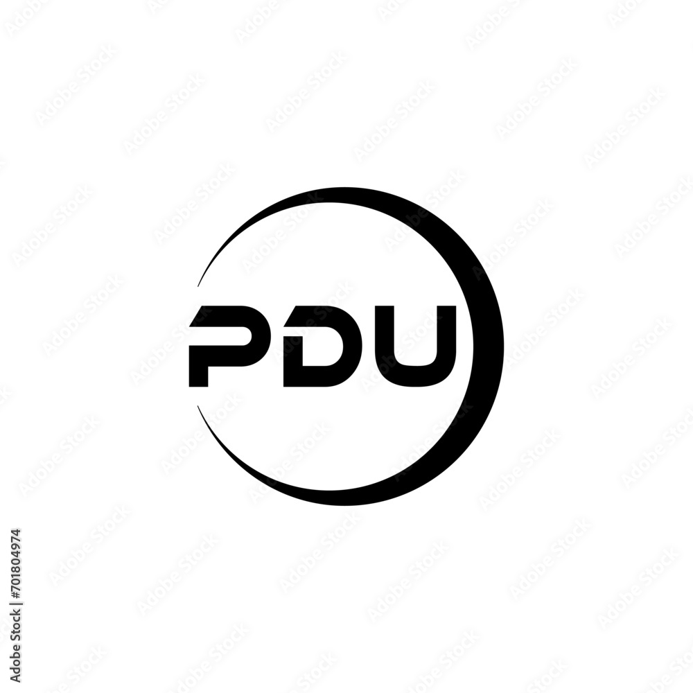 Vettoriale Stock PDU letter logo design with white background in ...