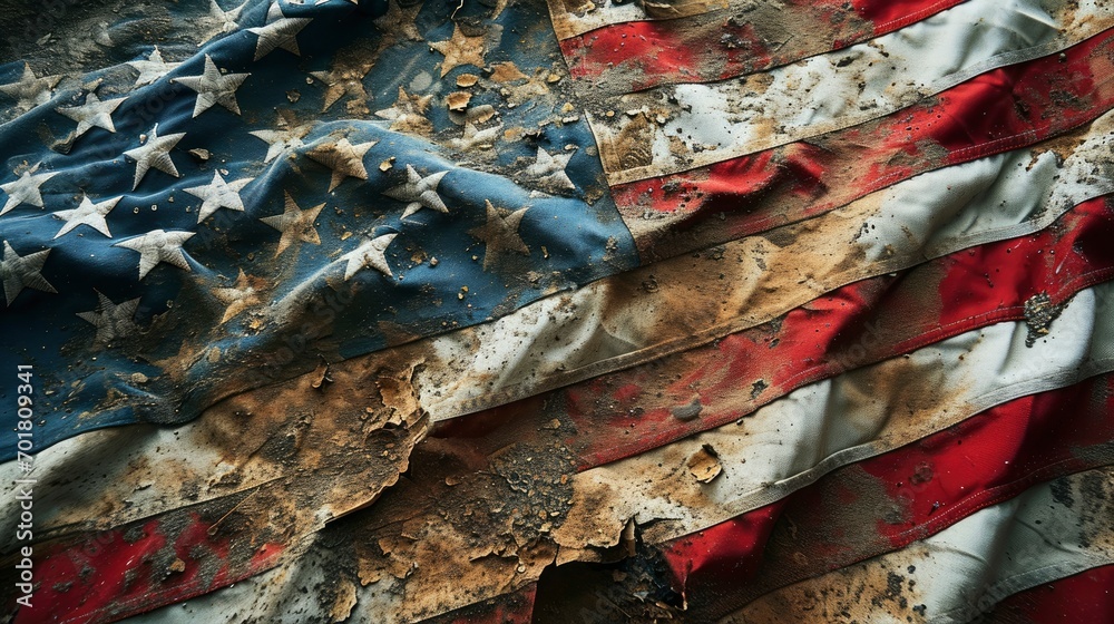 Dirty flag of the United States of America, symbolic image for ...