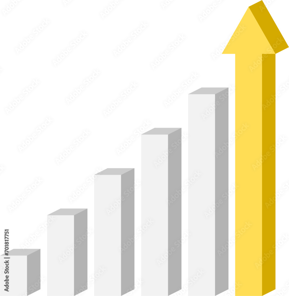 Ascending bar graph showing a sequence of grey bars increasing in ...