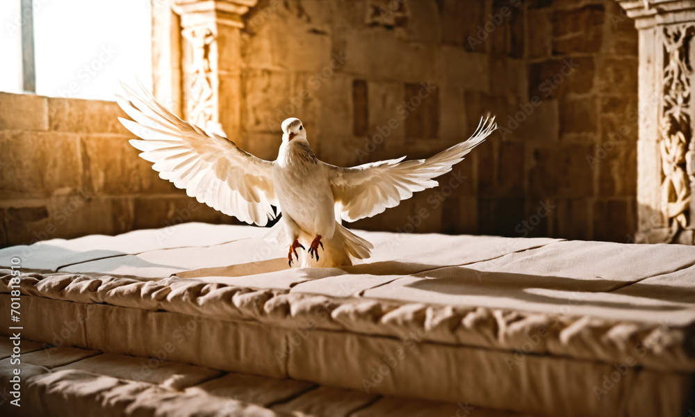 Holy Week: White Dove on Golden Altar Symbolize Peace and Sacrifice ...