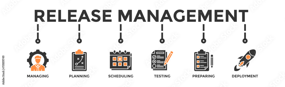 Release management banner web icon vector illustration concept with ...