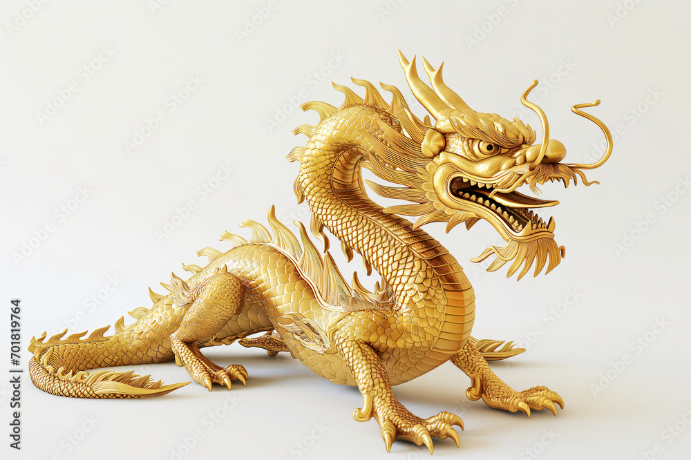 golden chinese dragon model sculpture 2024 year ,Loong, gold, metal ...