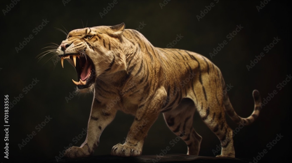 saber tooth tiger smilodon lived 42 million years ago.Generative AI ...