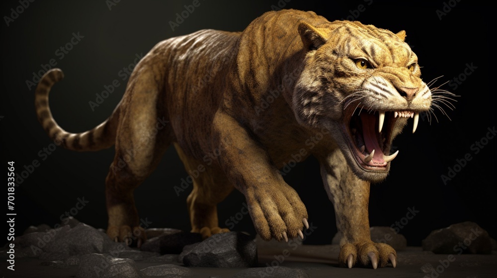 saber tooth tiger smilodon lived 42 million years ago.Generative AI ...