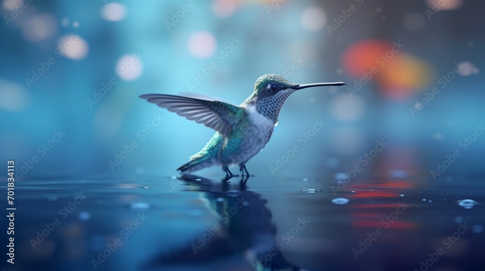 Seltener Kolibri Eisvogel fliegt ber dem Wasser Nahau.Generative AI ...