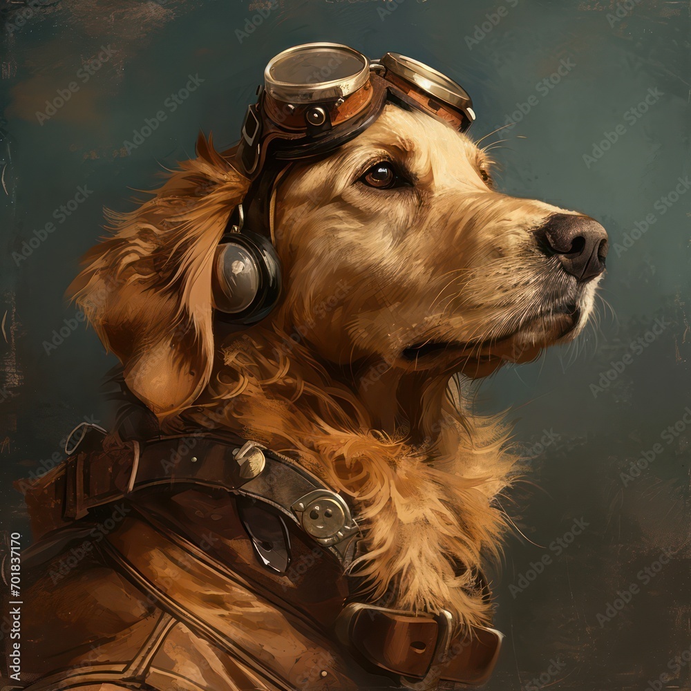 Steampunk-inspired avatar design with a Gondel Retriever as the pilot ...