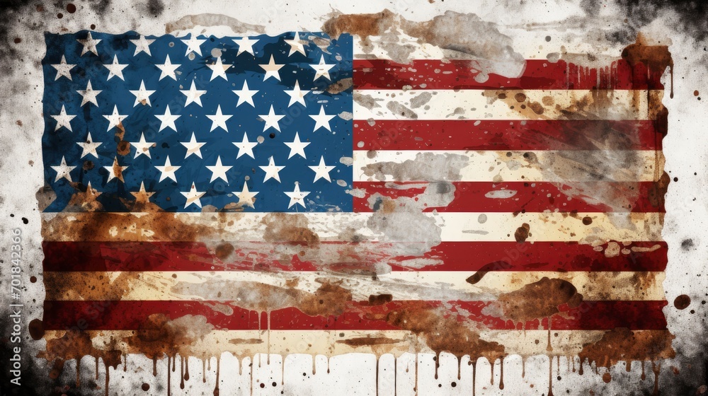 Dirty flag of the United States of America, symbolic image for ...