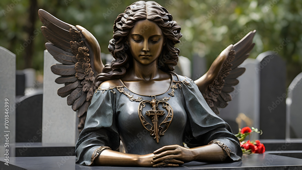 Granite bronze sculpture bust of an angel. Christian angel religion ...