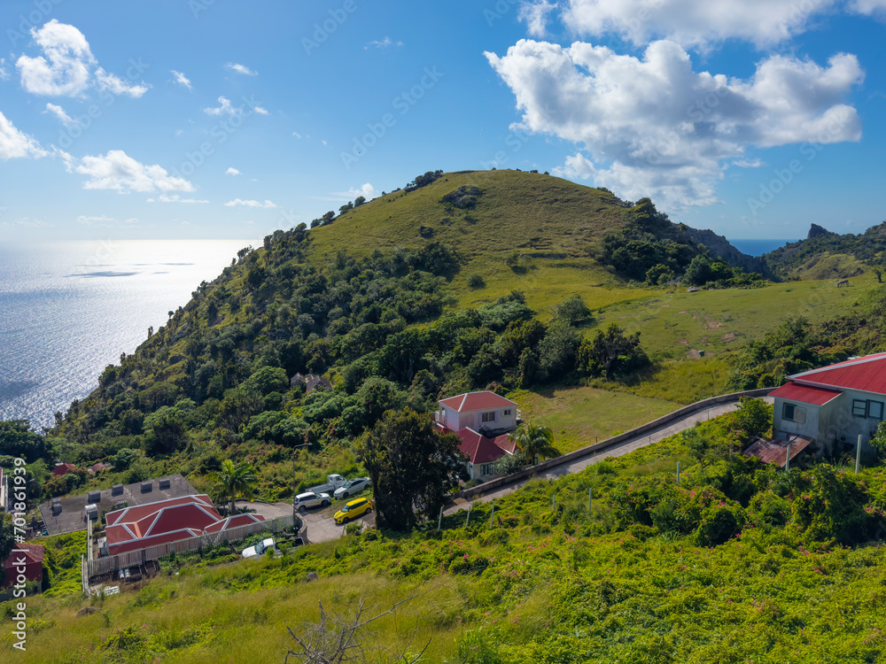 Mount Scenery with peak in Saba, Caribbean Netherlands. Mount Scenery ...