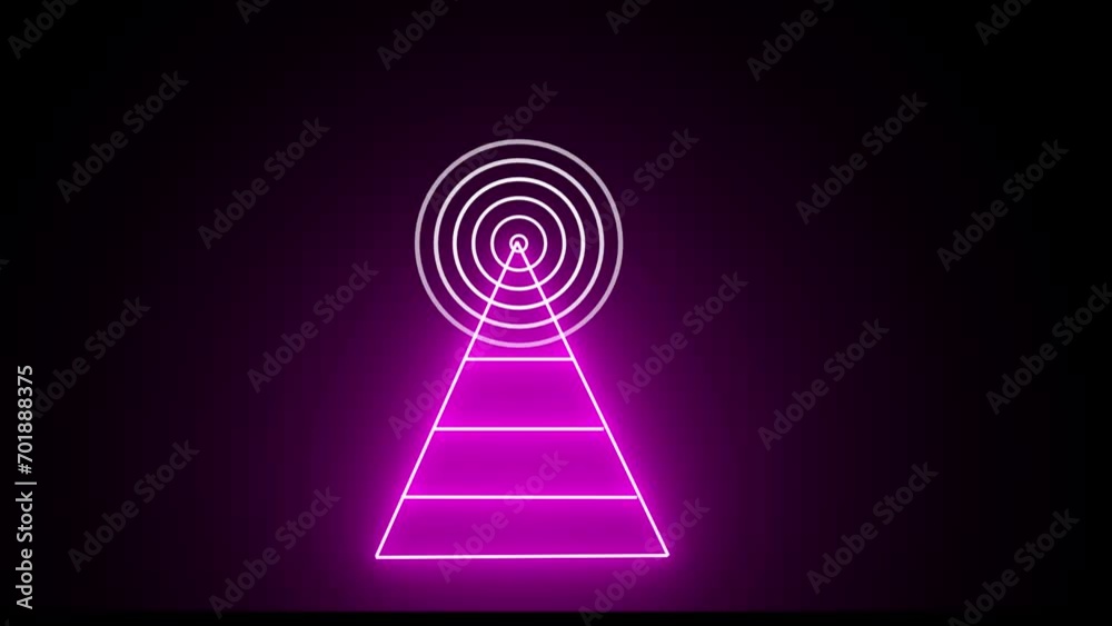 Tower with cell signal icon and symbol, Signal waves motion graphics on ...