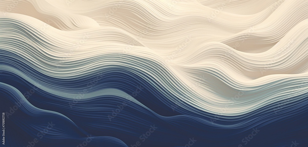 Abstract digital pixel design of abstract waves in navy and cream on a ...