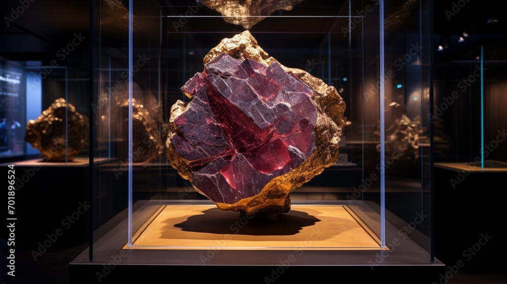 An incredibly detailed 4K image of a Poudretteite specimen in a museum ...