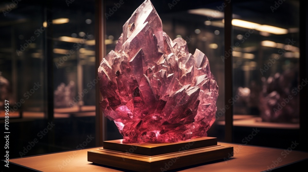 An incredibly detailed 4K image of a Poudretteite specimen in a museum ...