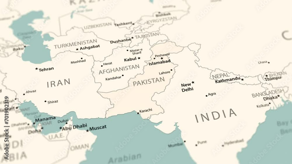Pakistan on the world map. Smooth map rotation. 4K animation. Stock ...