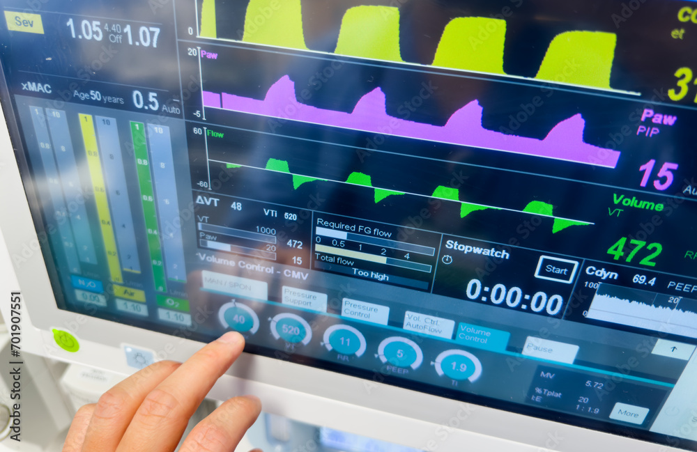 Hospital monitor displays vital signs, healthcare concept, medical ...