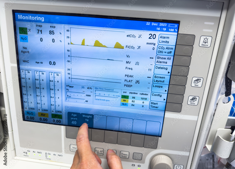 Hospital monitor displays vital signs, healthcare concept, medical ...