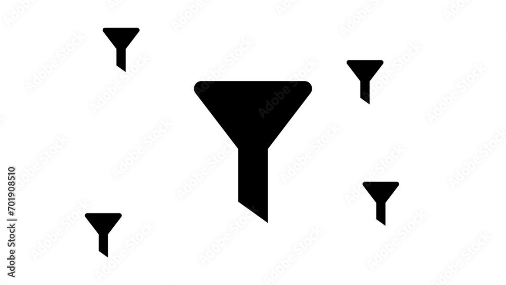 Zoom in and out animation the funnel symbol. Large black symbol in the ...