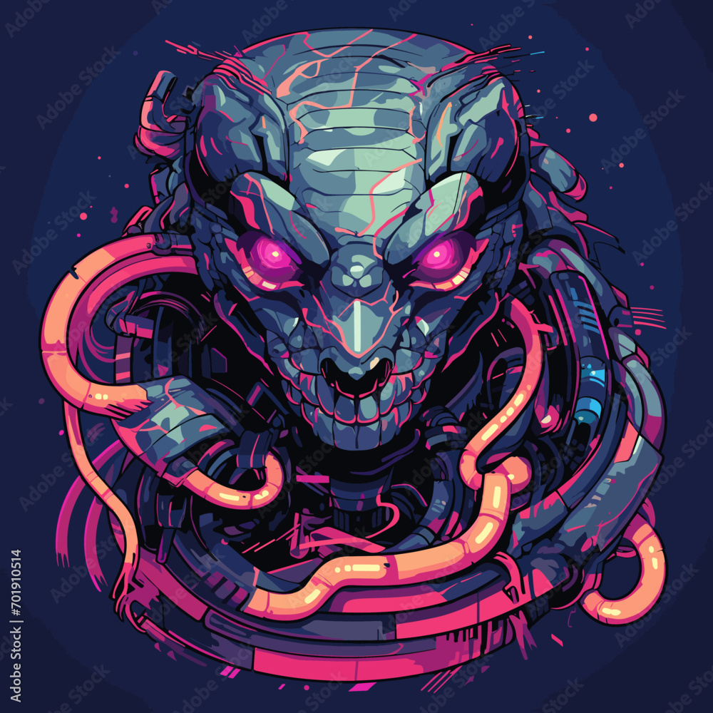Mystical digital Snake vibrant and detailed illustration of a snake ...