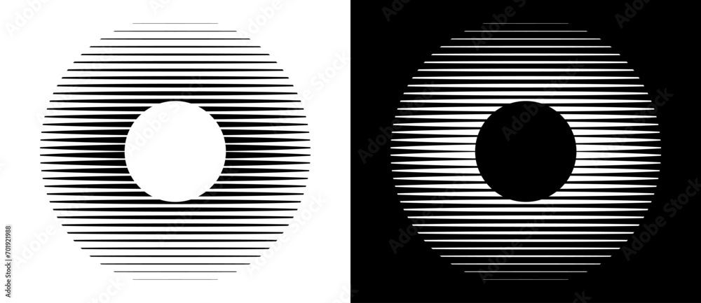 Transition parallel lines in circles. Abstract art geometric background ...