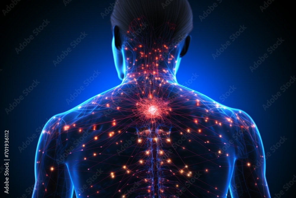 Man body backbone vertebra diagnostic neural structures human organism ...