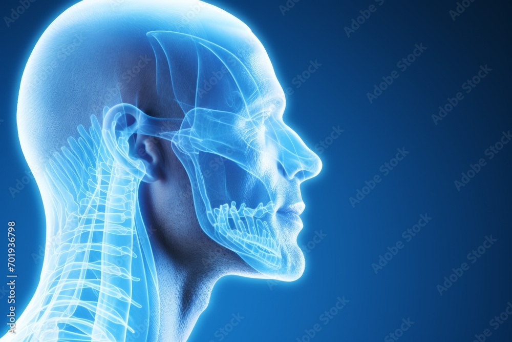 Human brain X-ray beam neuron teeth scan head anatomical body joint ...