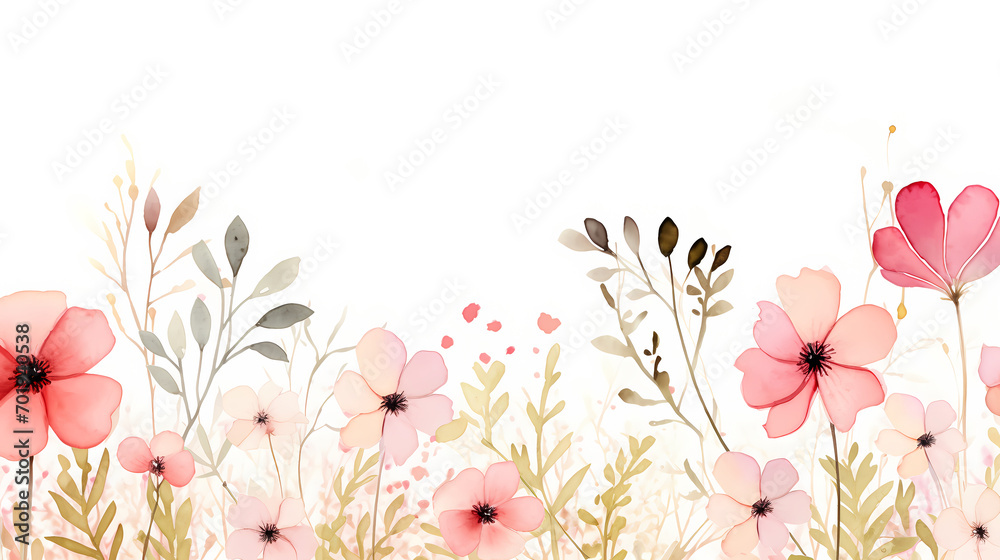 Floral frame with watercolor flowers, decorative flower background ...