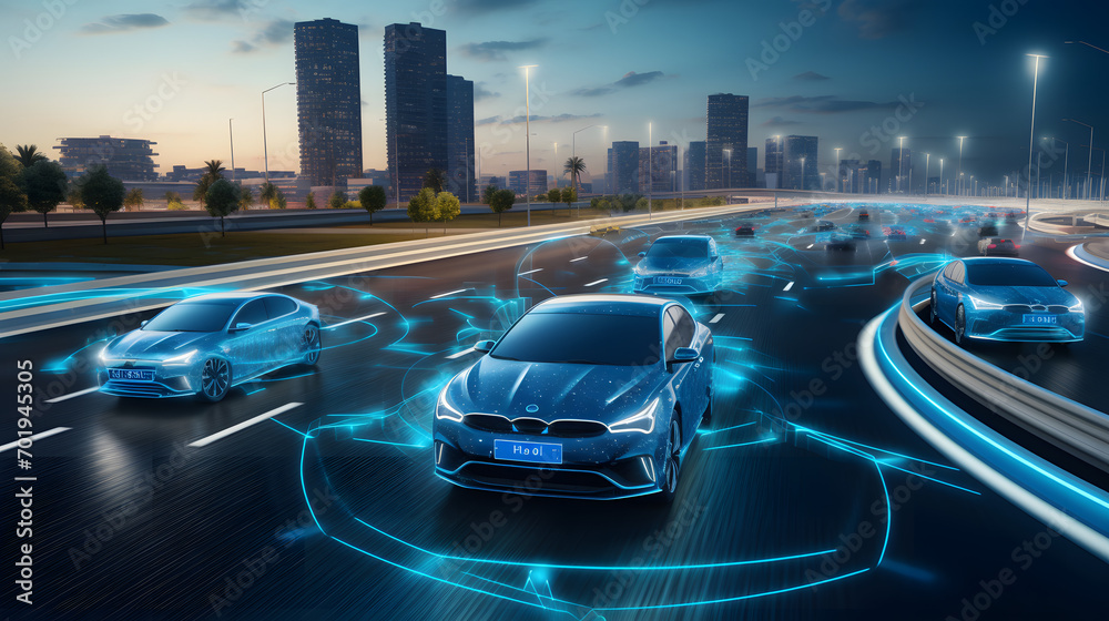 Autonomous electric vehicles driving smoothly on a smart highway with ...