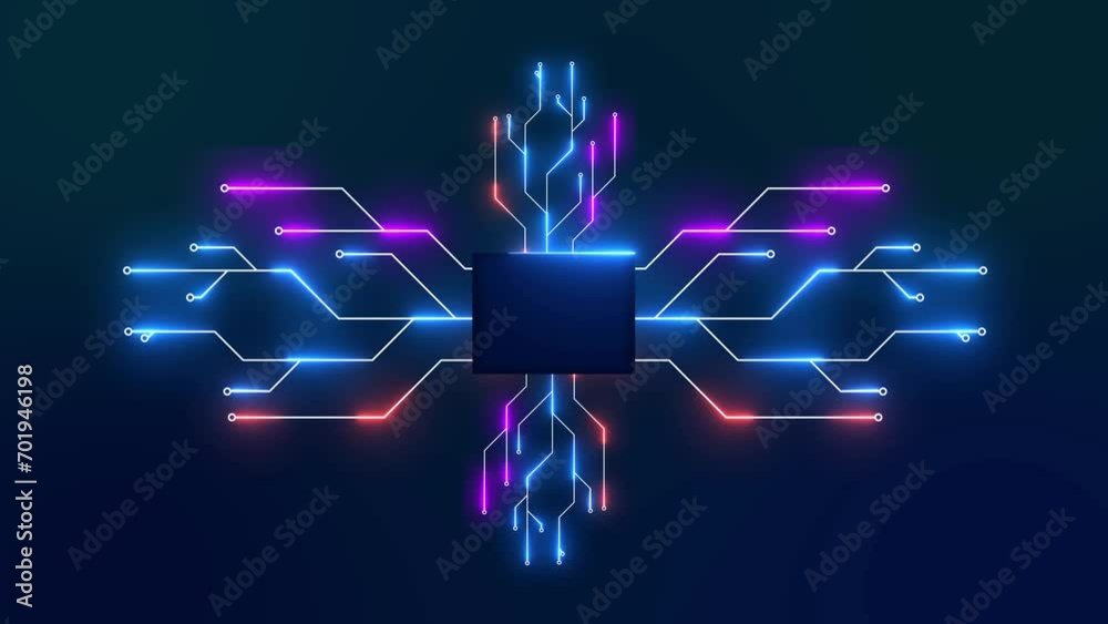 Vidéo Stock Animation processor electric circuit line. Technology ...