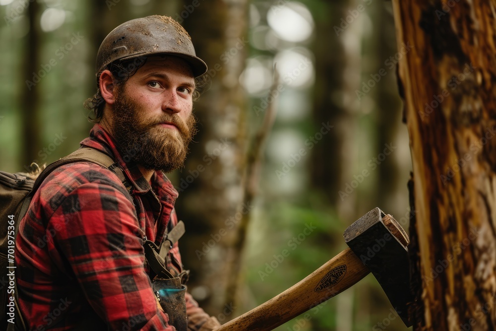 Woodsman's Craft: Witness a Canadian man working as a lumberjack in the ...