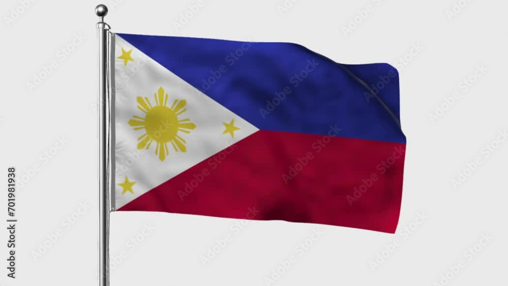 Philippines looped flag waving in the wind with colored chroma key on ...