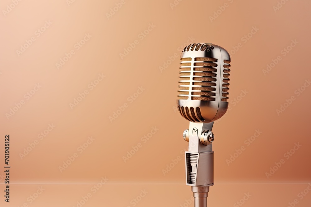 Luxurious gold microphone for contests designed elegantly on a pastel ...