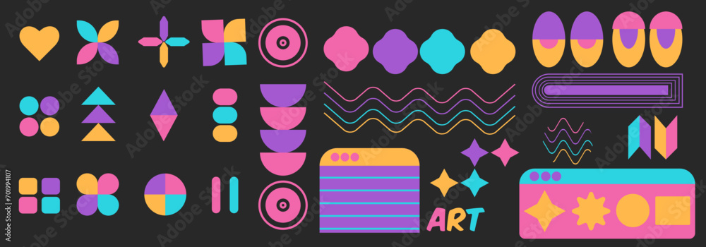 Manual abstract geometric shapes and grids pack. Star oval spirals and ...