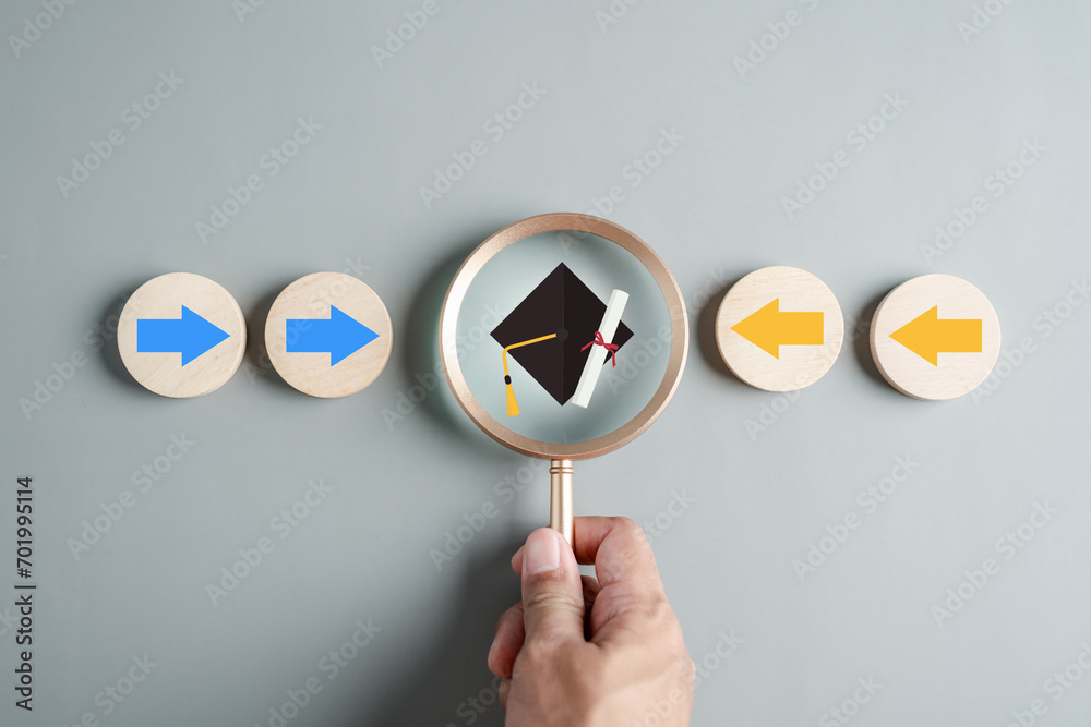 Steps of education leading to success goal. Taking strategic steps ...