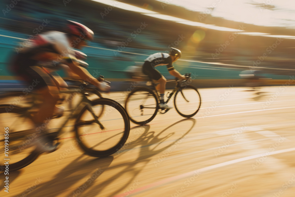 Convey the velocity of a group of cyclists in an Olympic velodrome with ...