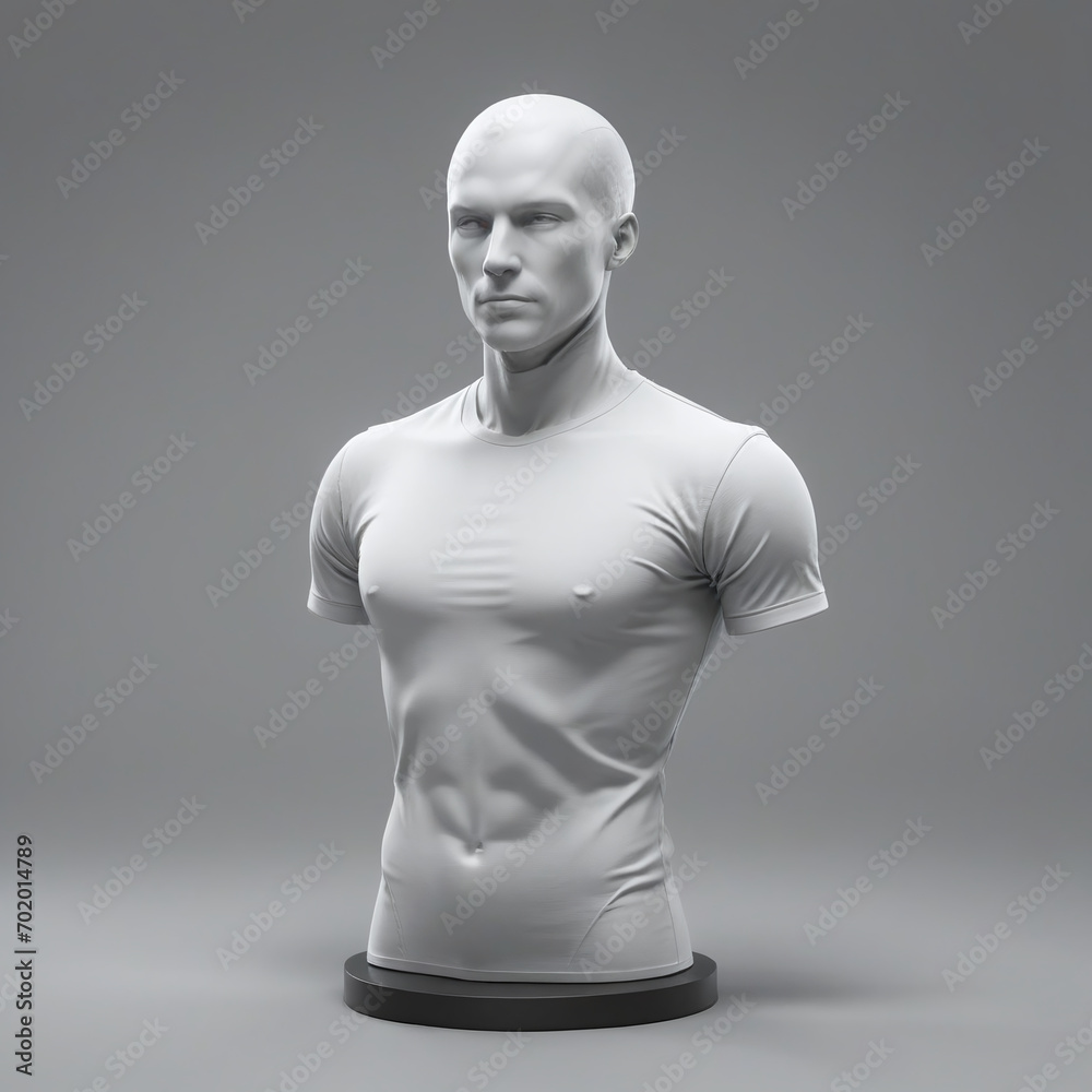 Grey male t-shirt in manekin realistic mockup set from front and back ...